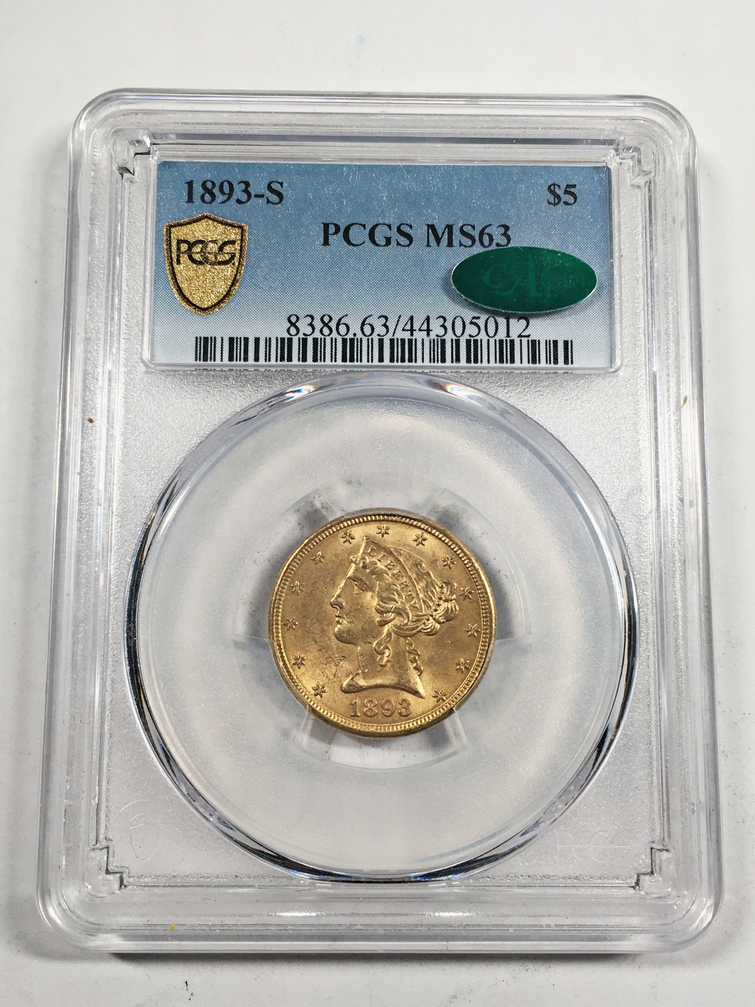 1893-S Liberty Head $5 Gold Half Eagle*Graded MS63 by PCGS Green CAC ...
