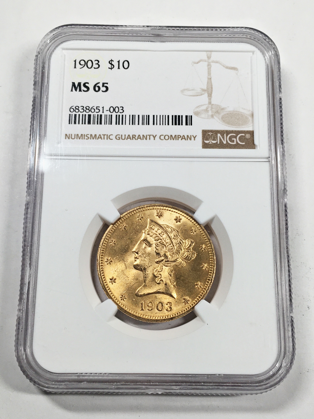 1903 $10 Liberty Head Gold Eagle*Graded MS65 by NGC | Property Room
