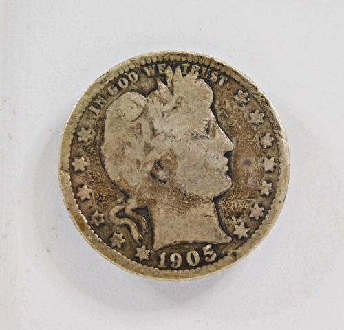 1905-S Silver Barber Quarter | Property Room