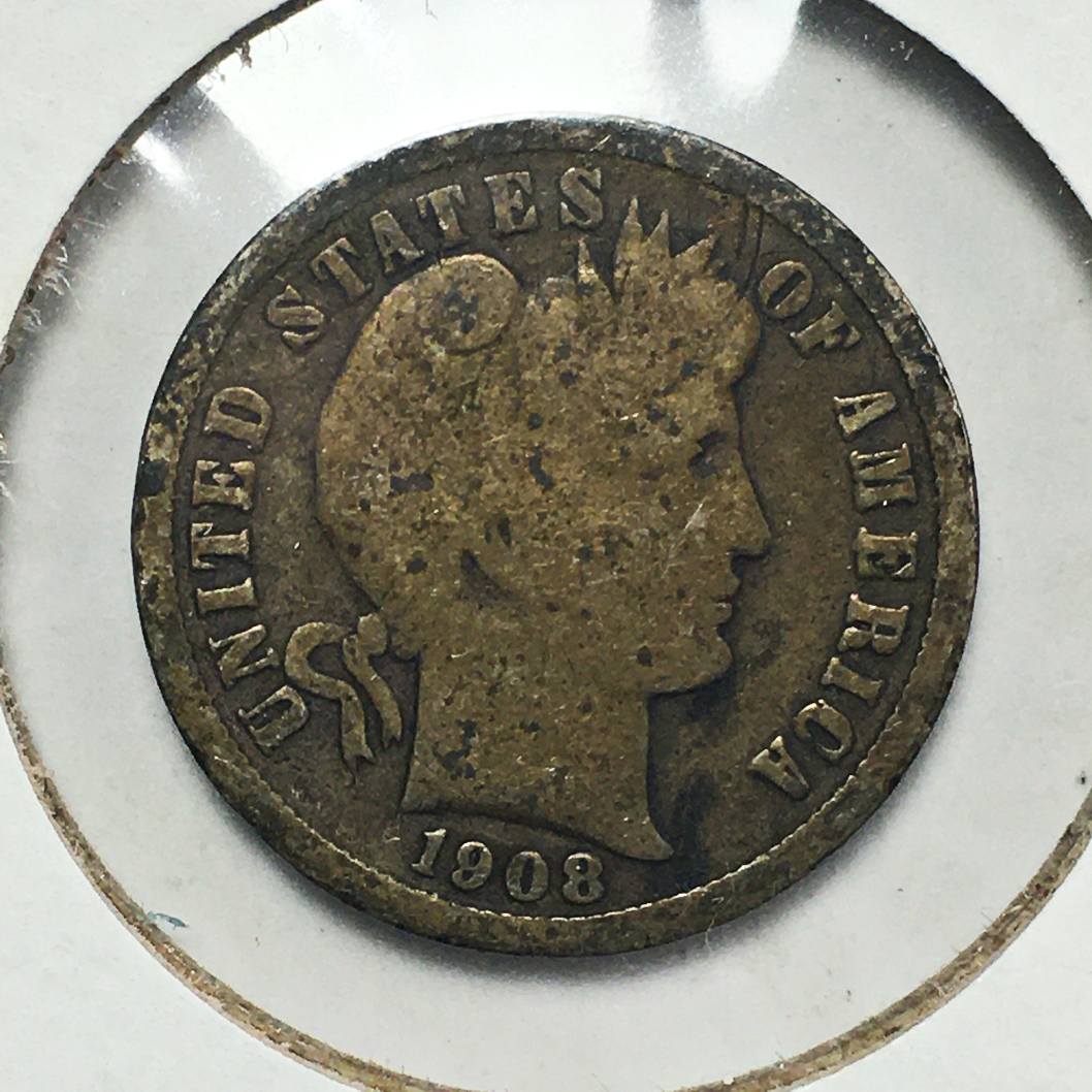 1908-D Silver Barber Dime | Property Room