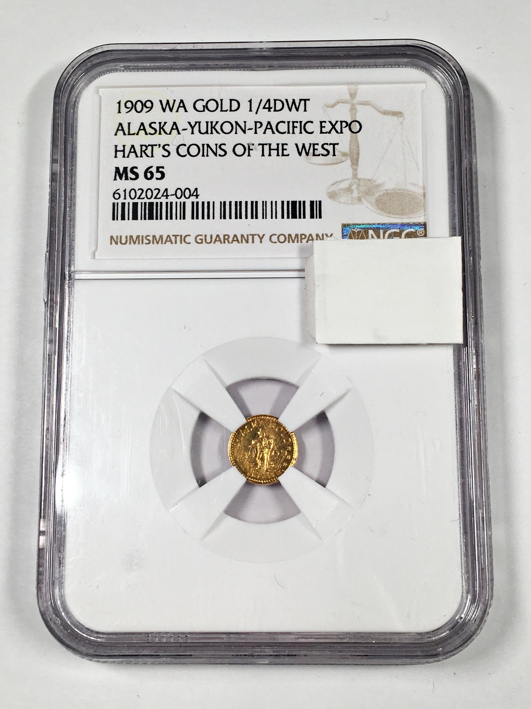 1909 WA Gold 1/4DWT Alaska Yukon-Pacific Expo*Hart's Coins of the West ...