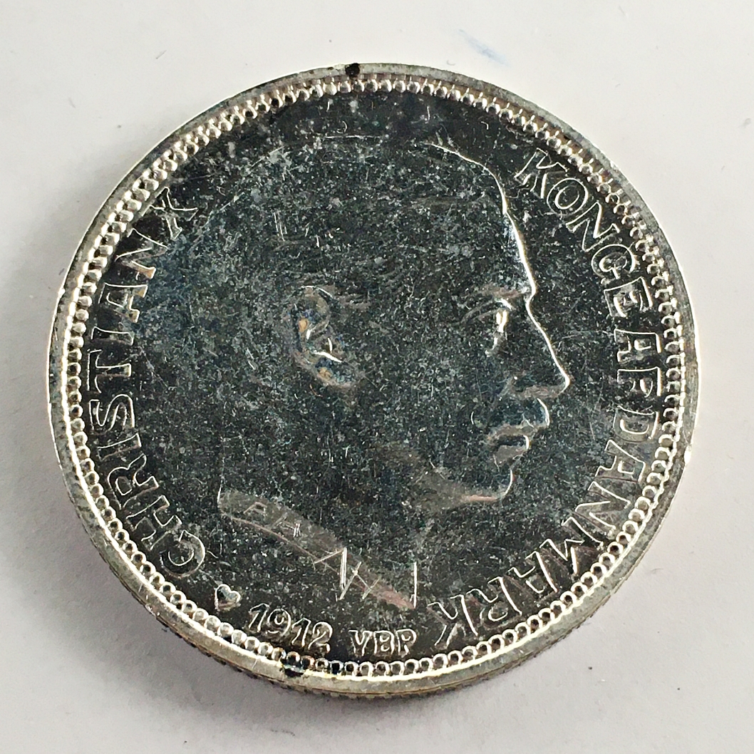 1912 Denmark Silver 2 Kroner*High Grade*Nice Luster | Property Room