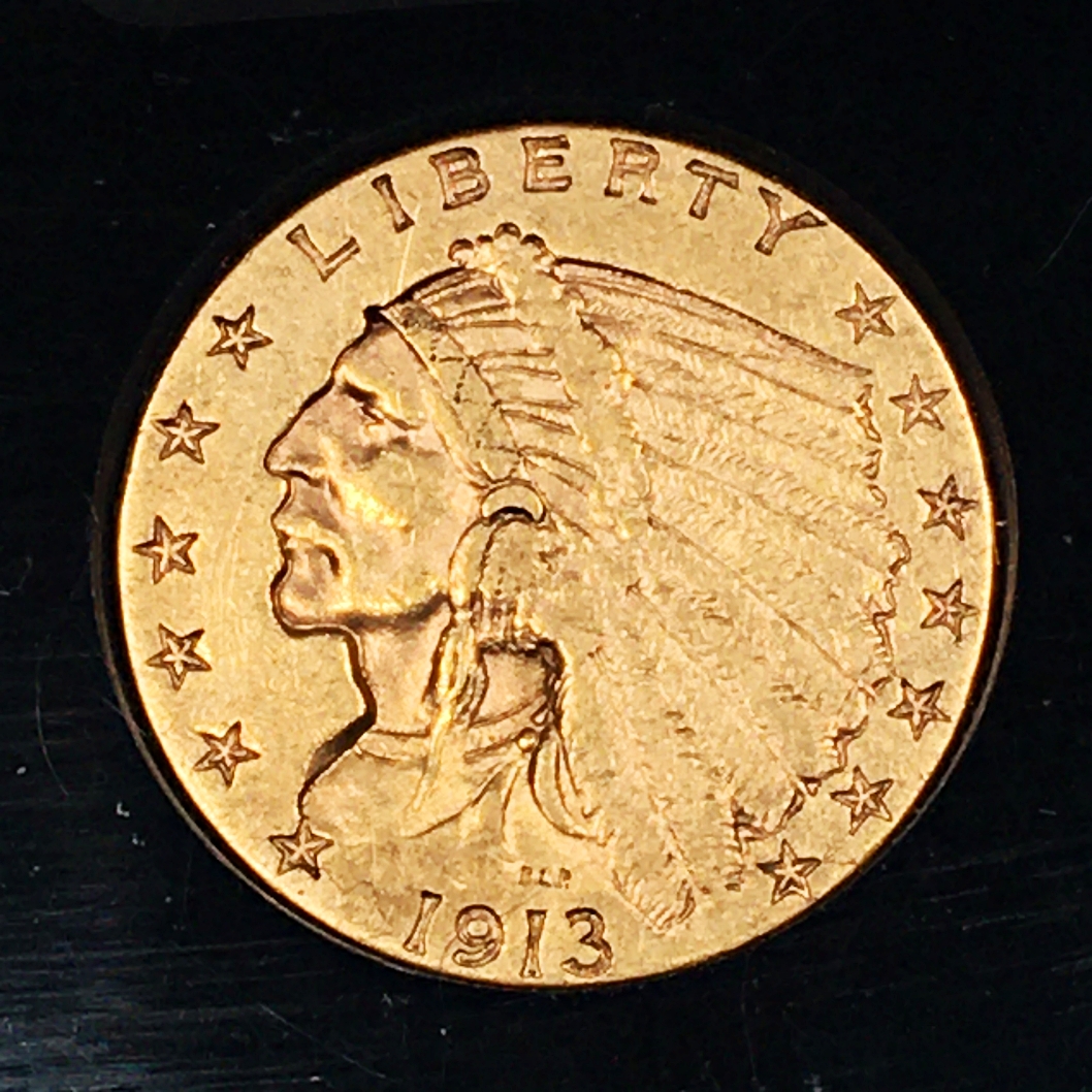 1913 $2-1/2 Gold Indian Head Quarter Eagle*High Grade*In Protective ...