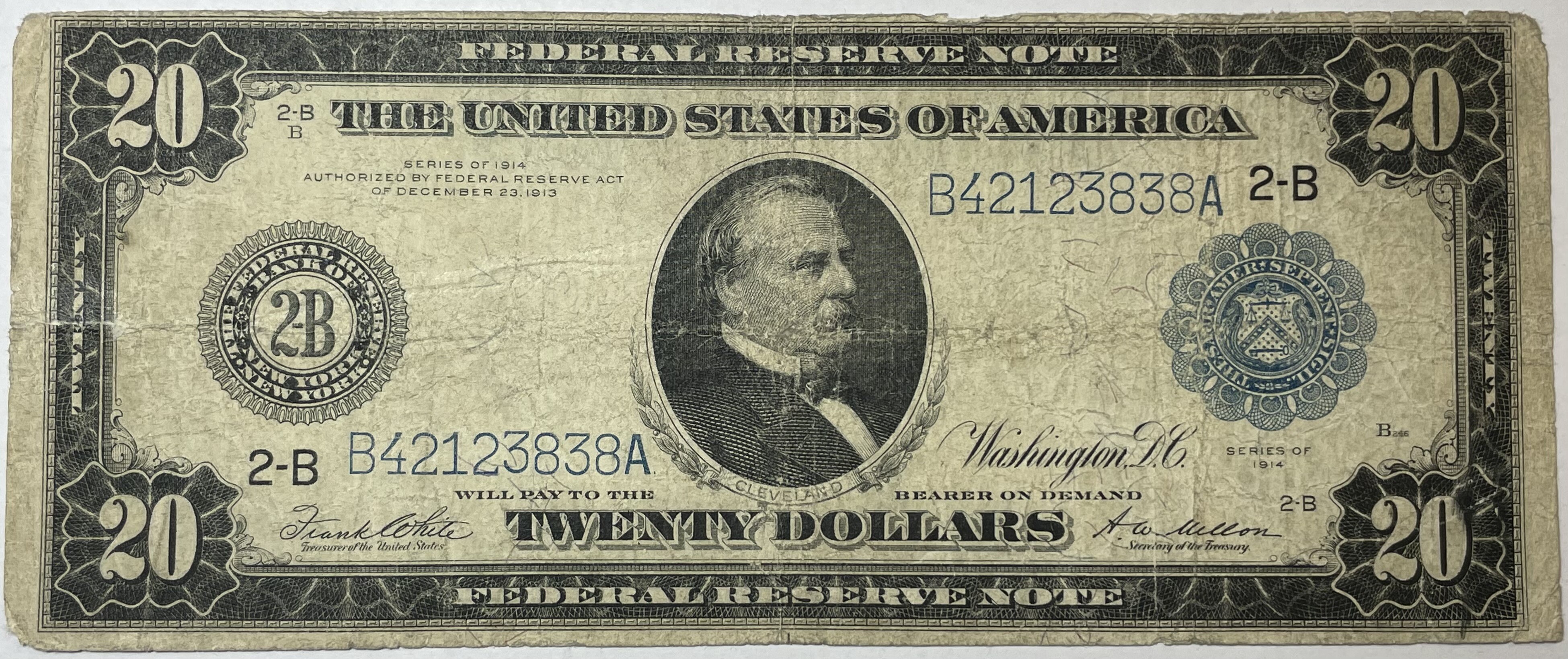1914 $20 Large Size Federal Reserve Note - Federal Reserve Bank of New York | Property Room