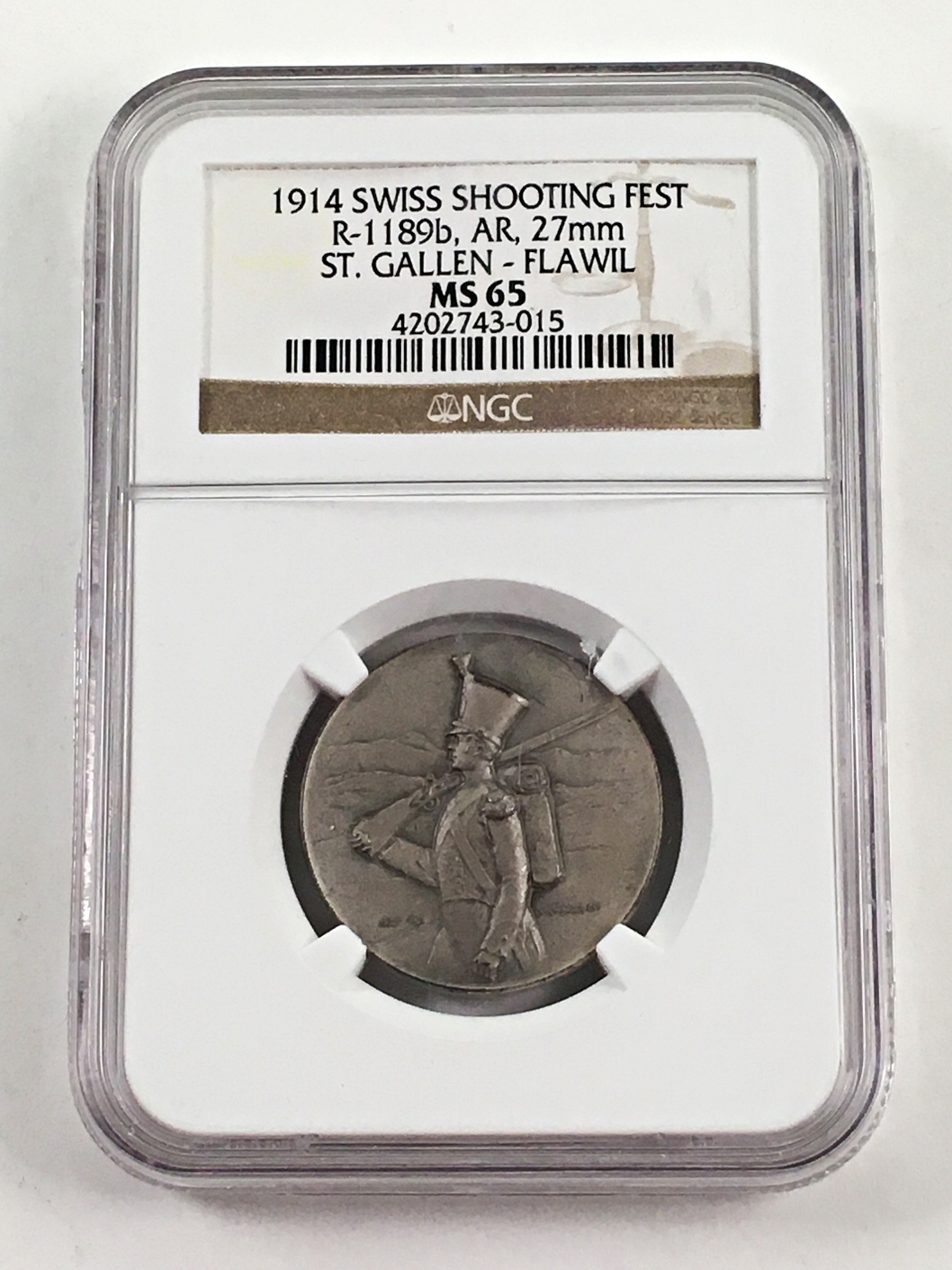 1914 Swiss Shooting Fest Silver Commemorative Medallion*R-1189b, AR ...