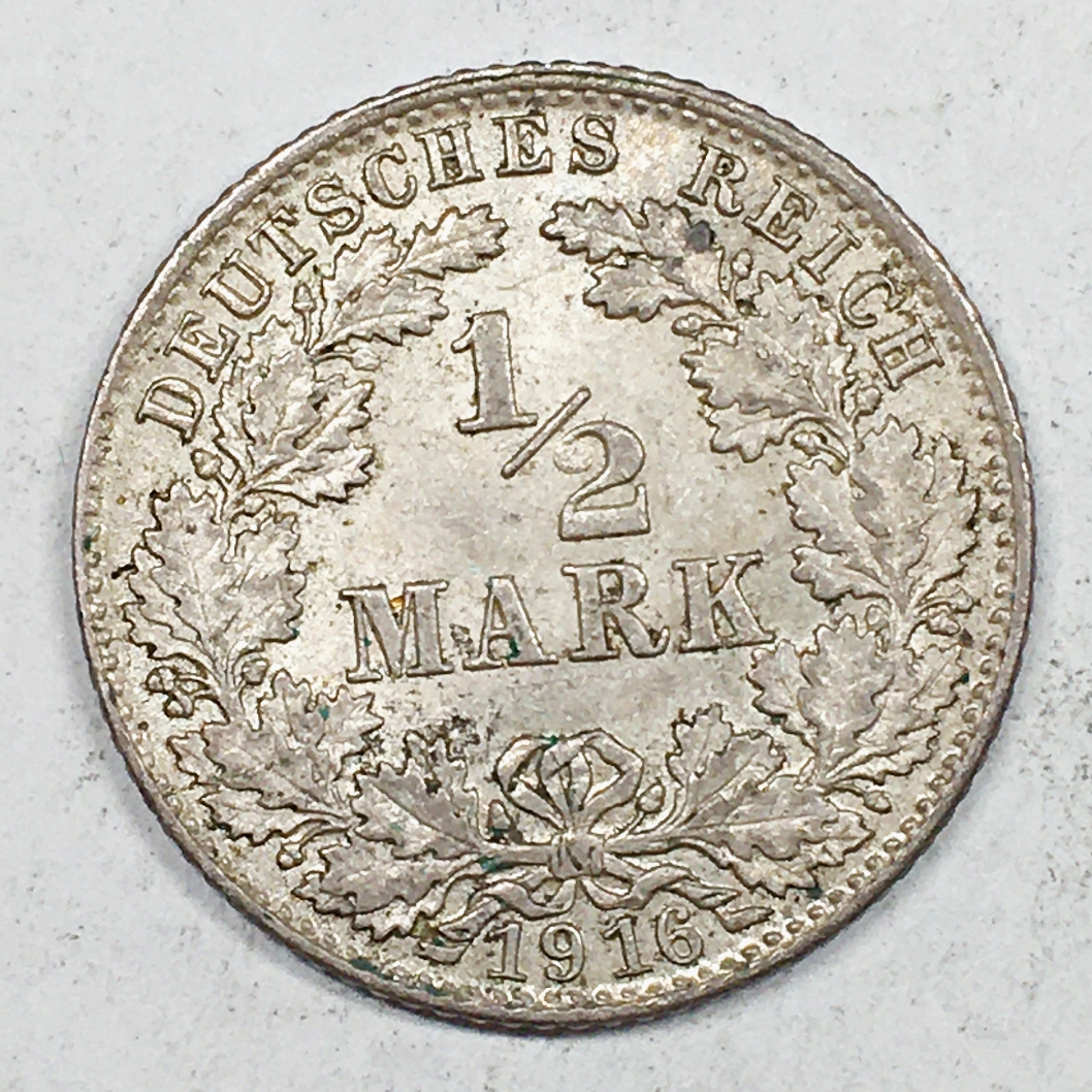 1916-D Germany-Empire Silver Half Mark | Property Room