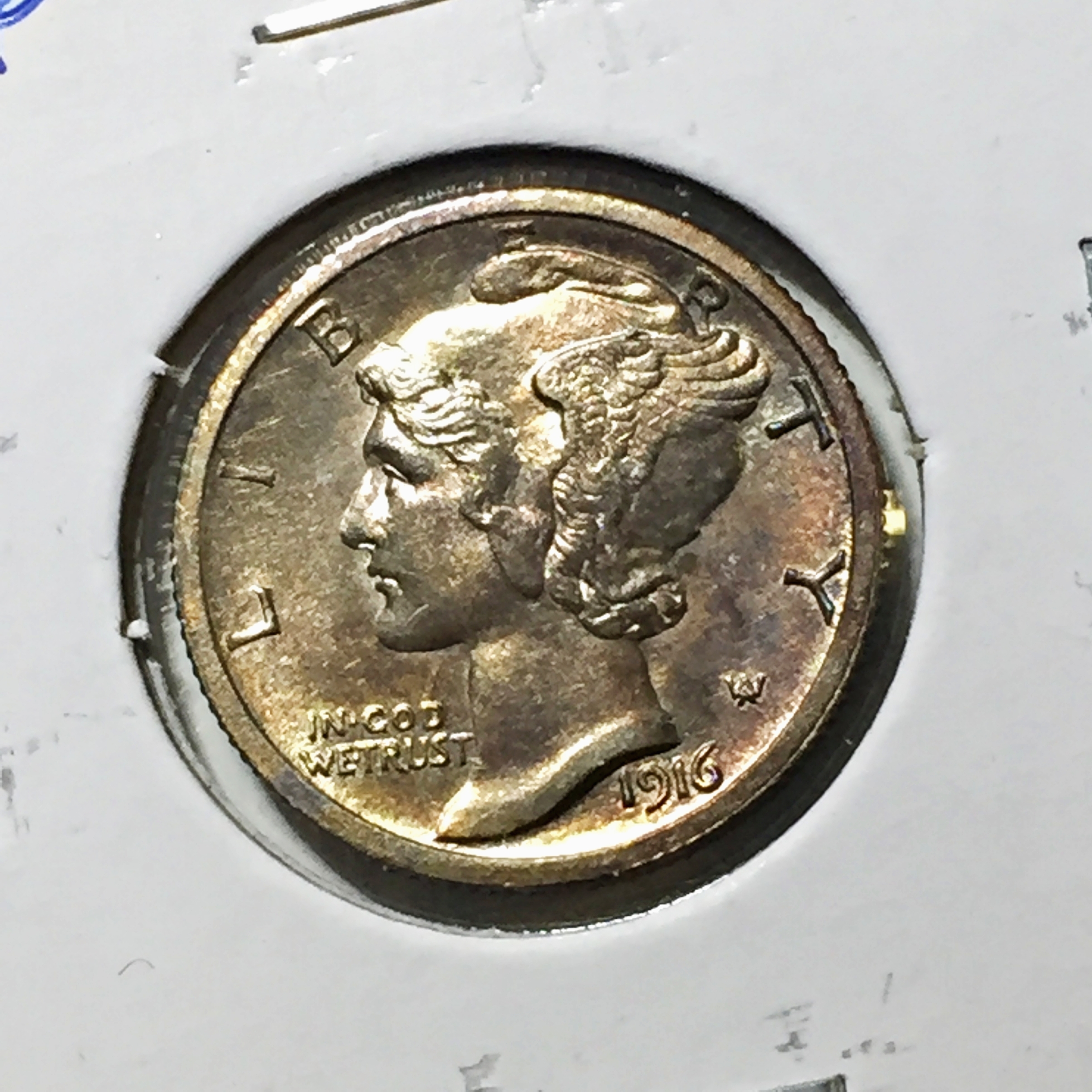 1916-S Silver Mercury Head Dime*High Grade*Rainbow Tone | Property Room