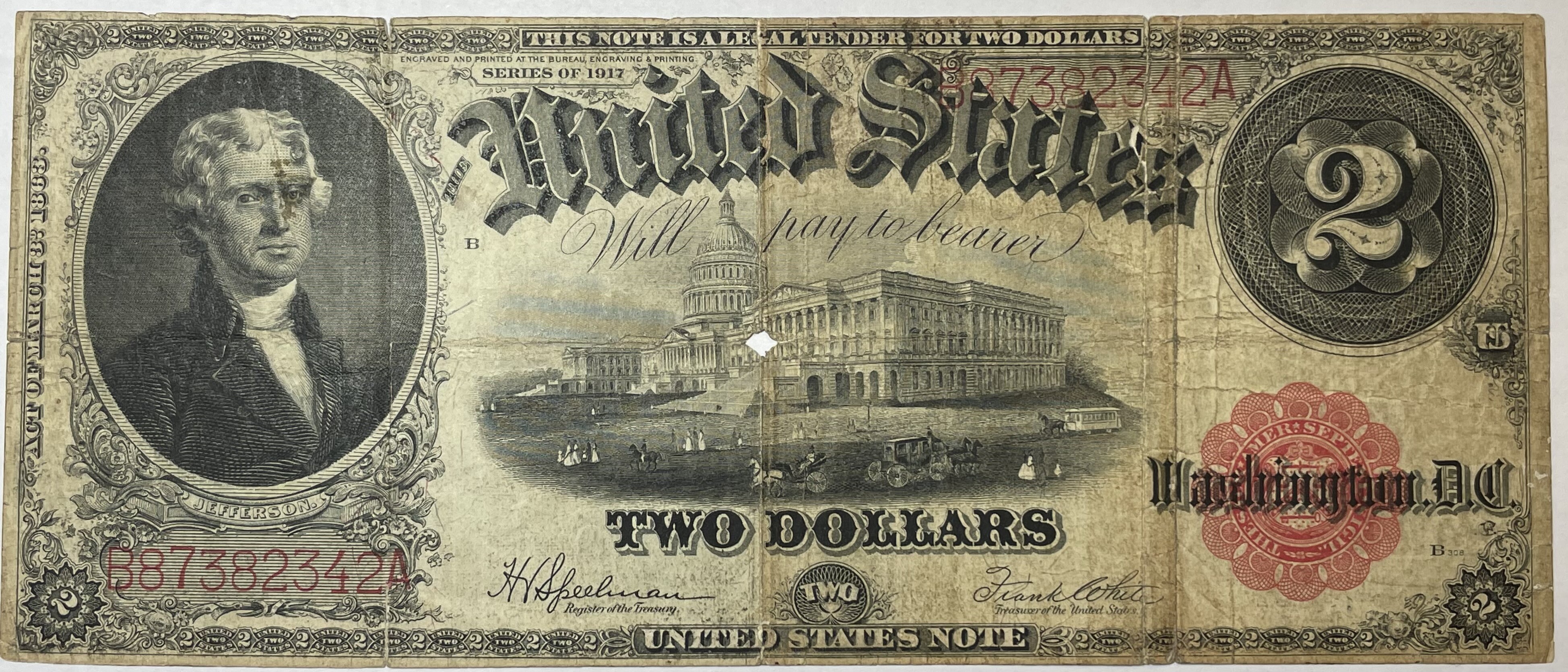 1917 $2 Large Size U.S. Legal Tender Note | Property Room