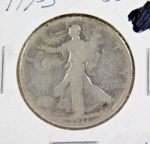 1917-S Walking Liberty Silver Half Dollar Obverse Mint Mark Simi Key Date | Property Room