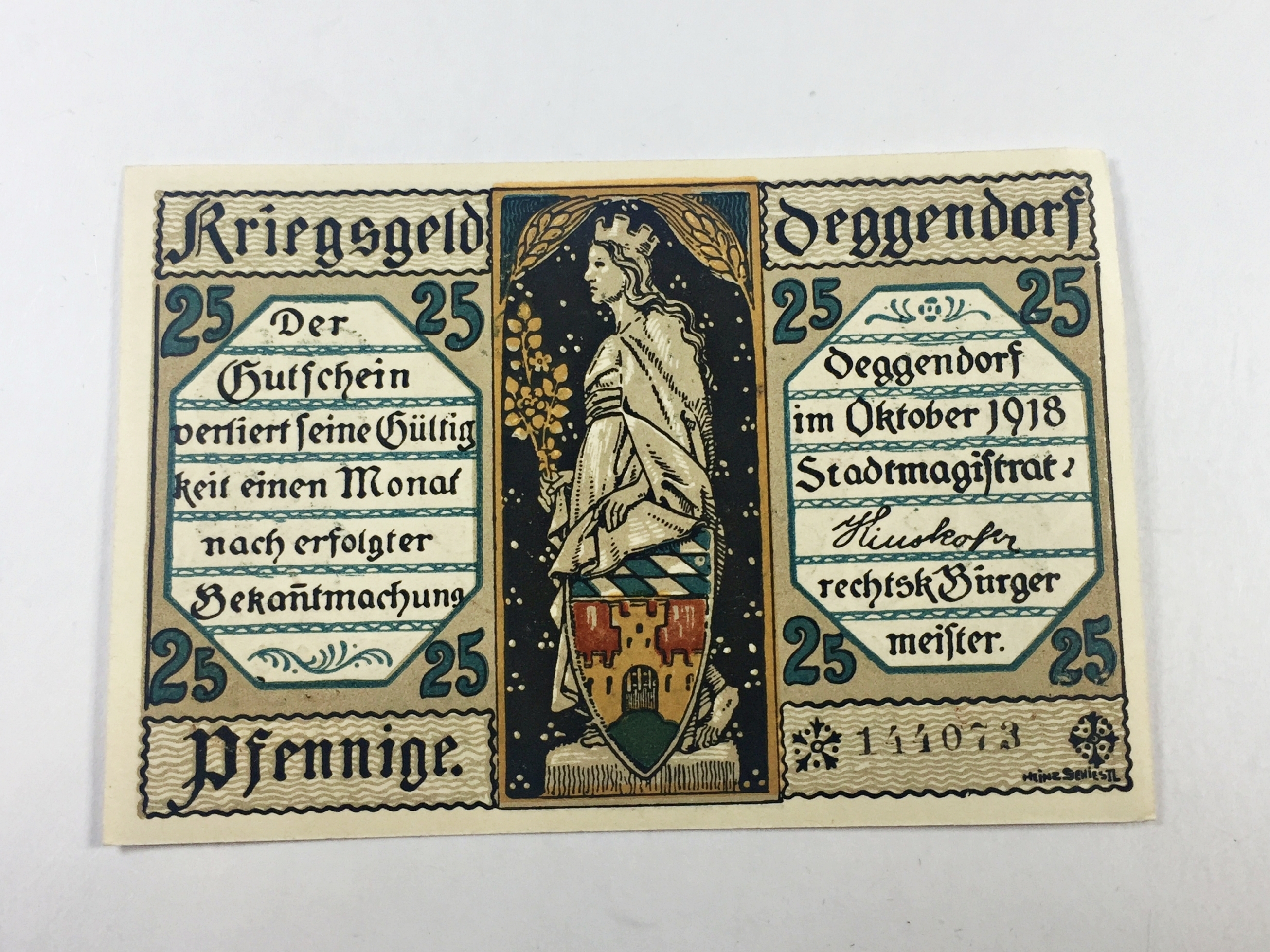 1918 Germany 25 Pfennig Notgeld Note | Property Room