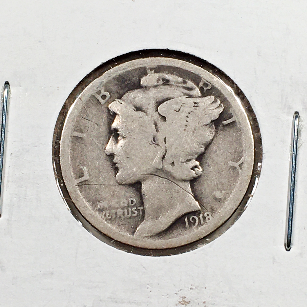 1918 Silver Mercury Dime WWI ERA | Property Room