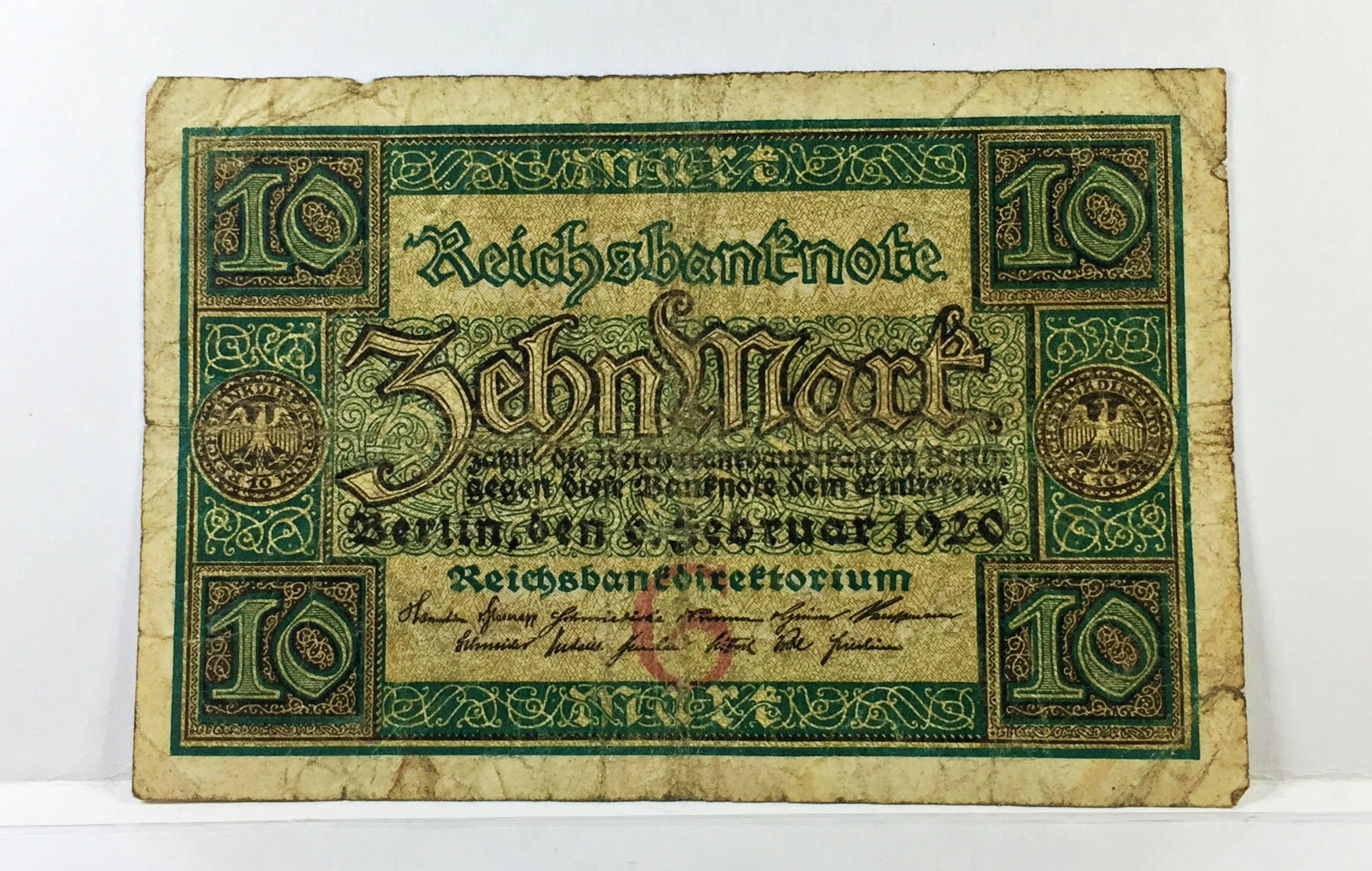 1920 German Post WWI 10 Marks Bank Note*Circulated | Property Room