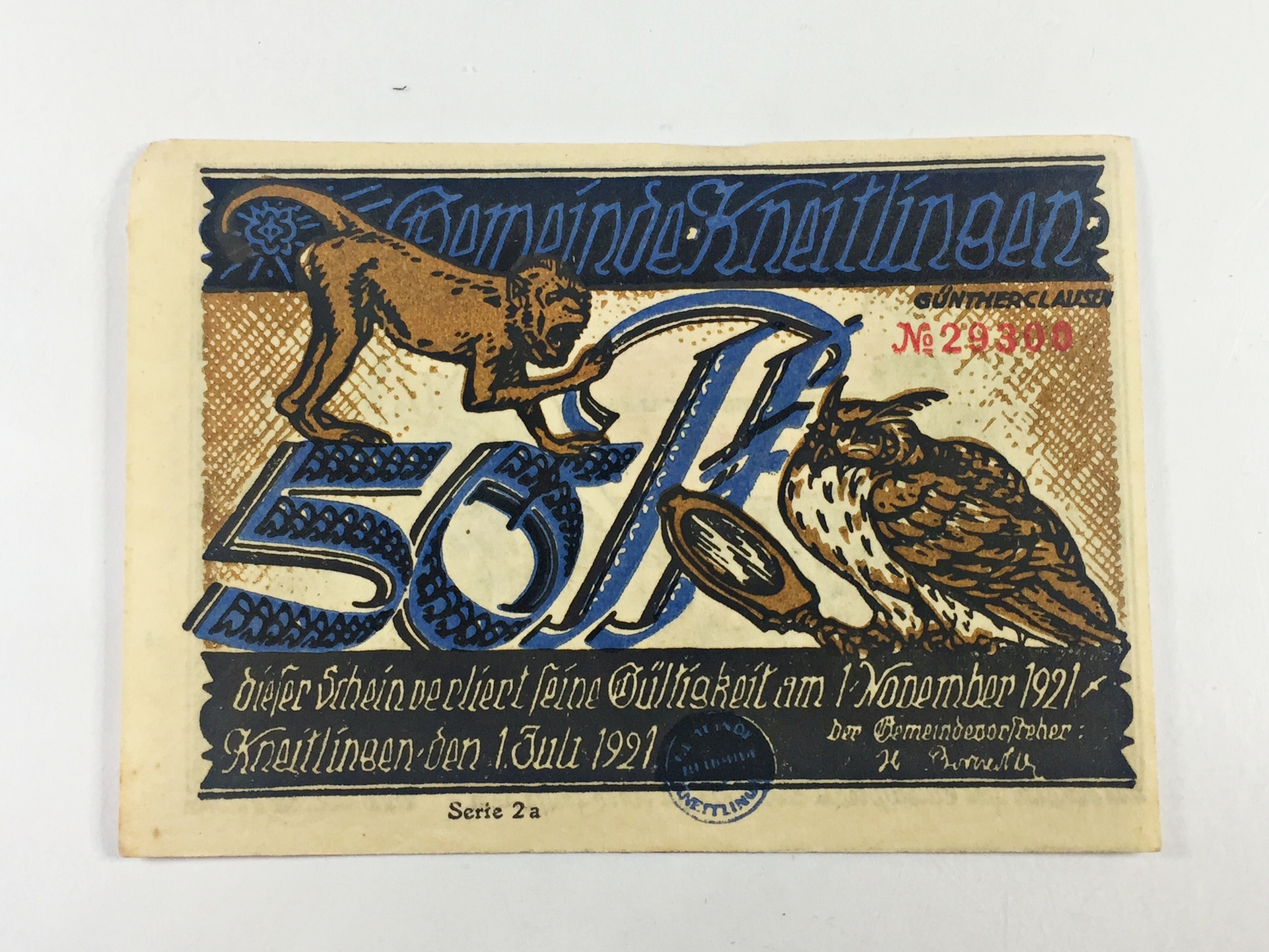 1921 Germany 50 Pfennig Notgeld - Crisp Note | Property Room