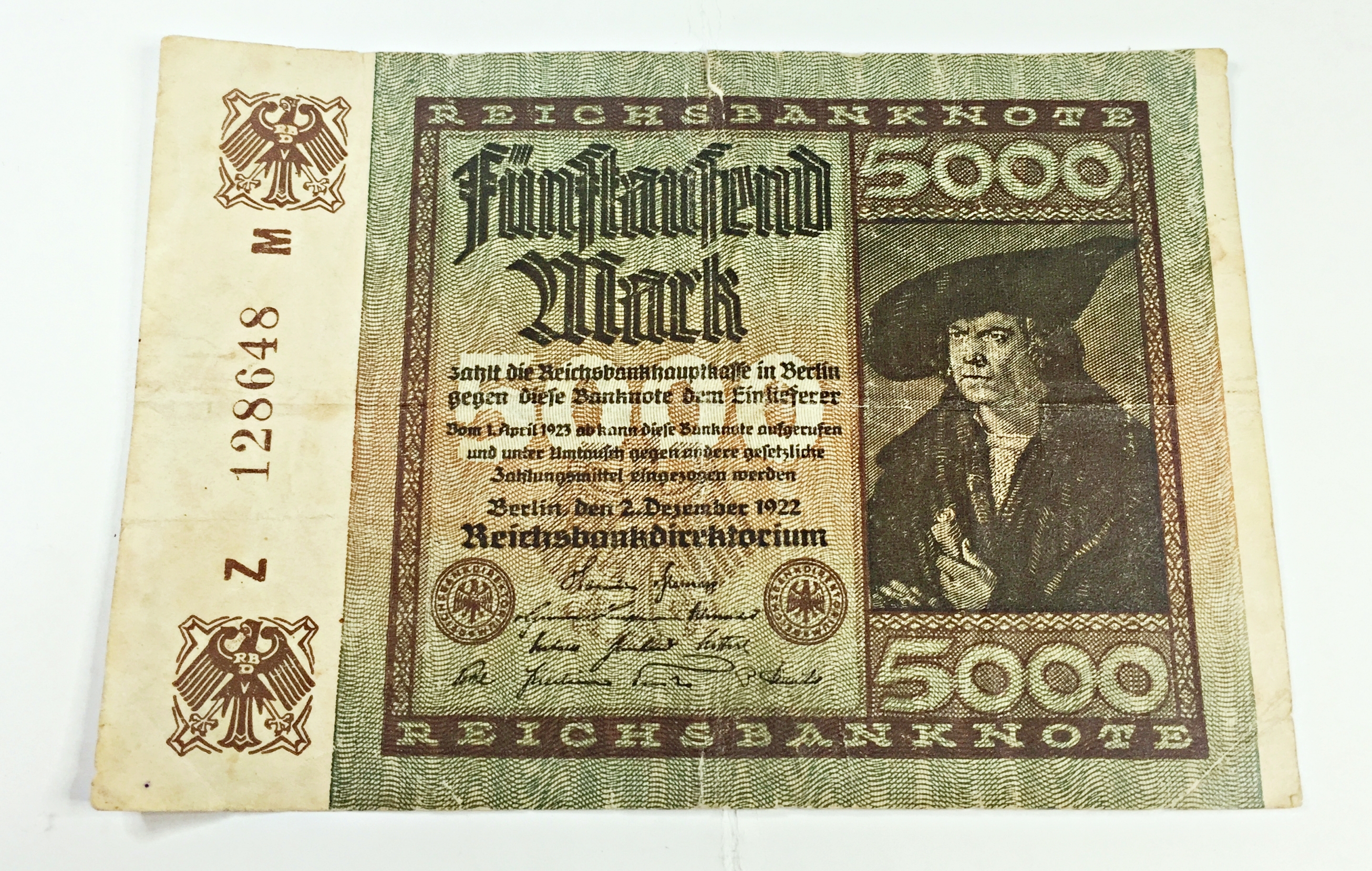 1922 Germany 5000 Mark Bank Note*Circulated | Property Room