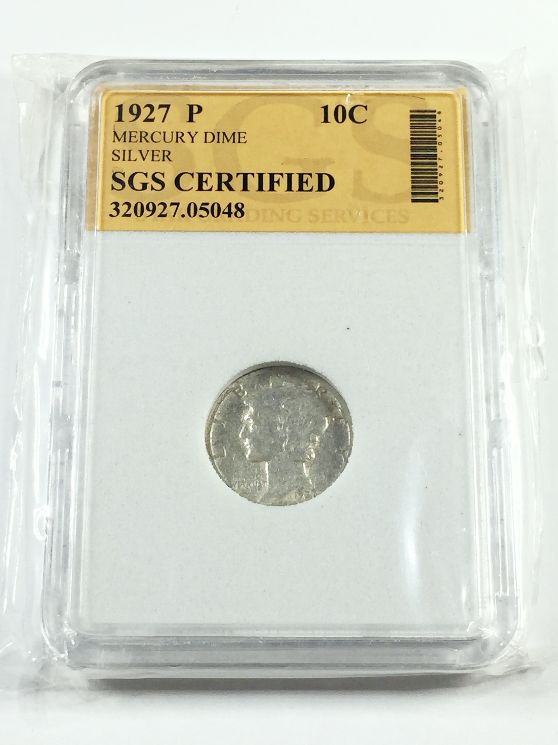 1927-P Silver Mercury Dime*Certified by SGS | Property Room