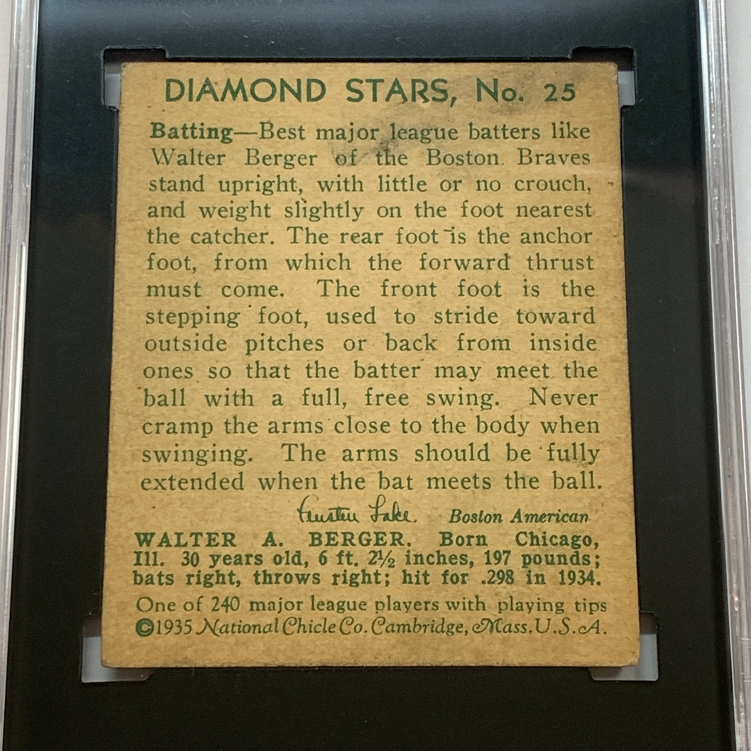 1935 Diamond Stars Walter Berger Prewar Baseball Cards Graded Good Plus ...