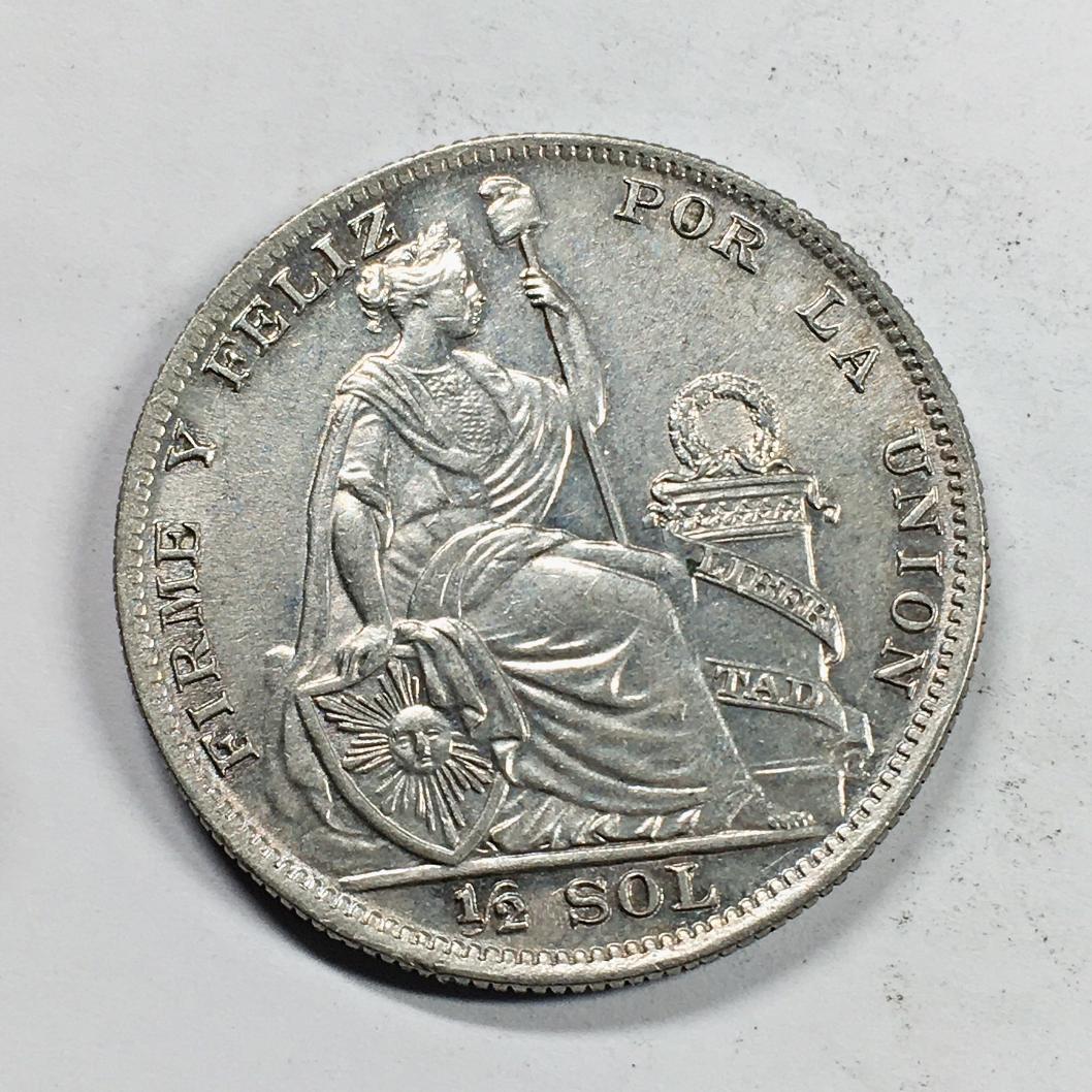 1935 Peru 1/2 Sol Silver Coin llama cornucopia | Property Room