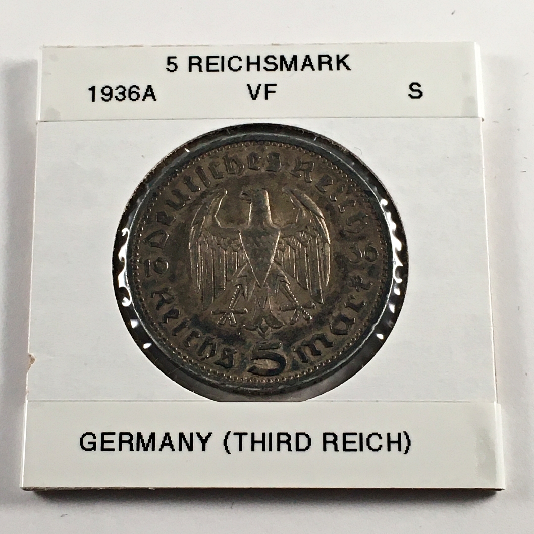1936A Germany (Third Reich) Silver 5 Reichsmark | Property Room