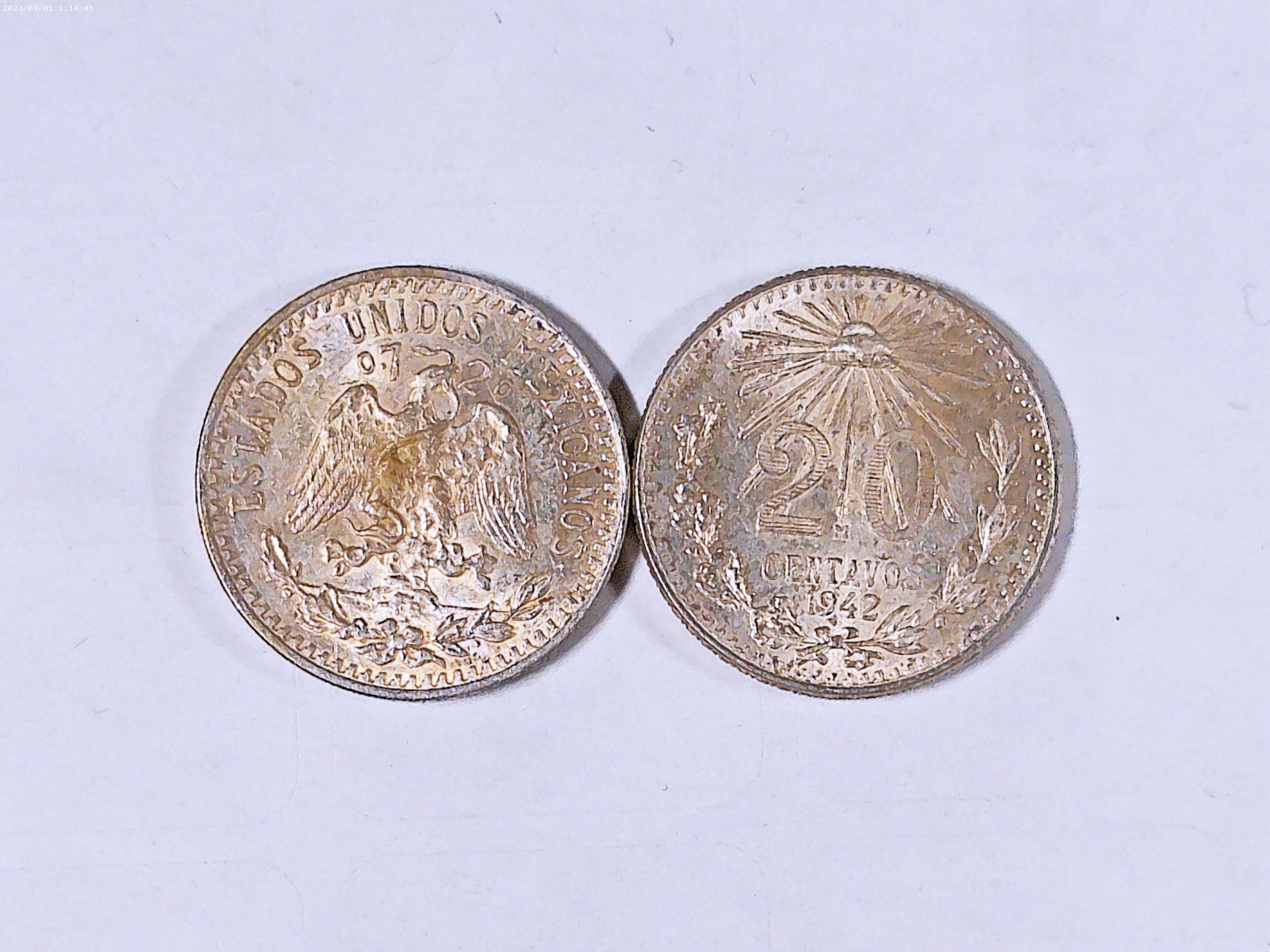 1939 & 1942 Mexican Silver Centavos*High Grade*Luster | Property Room