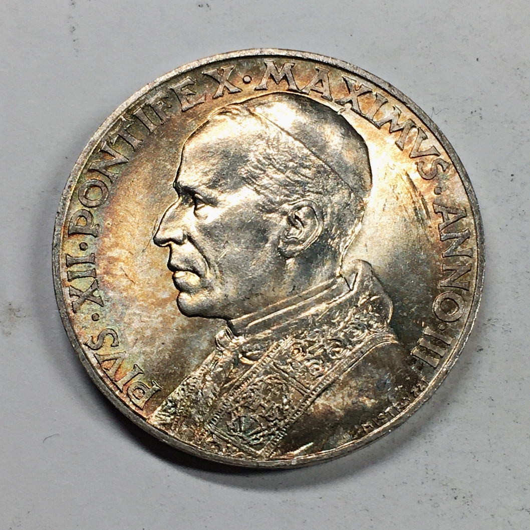 1941 VATICAN 10 Lire Silver Pope Pius XI | Property Room