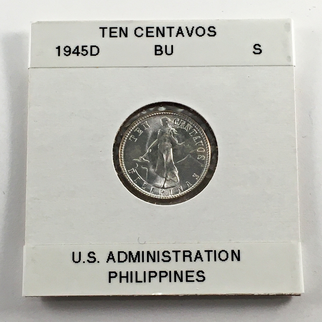 1945D Philippines Silver Ten Centavos*Uncirculated | Property Room