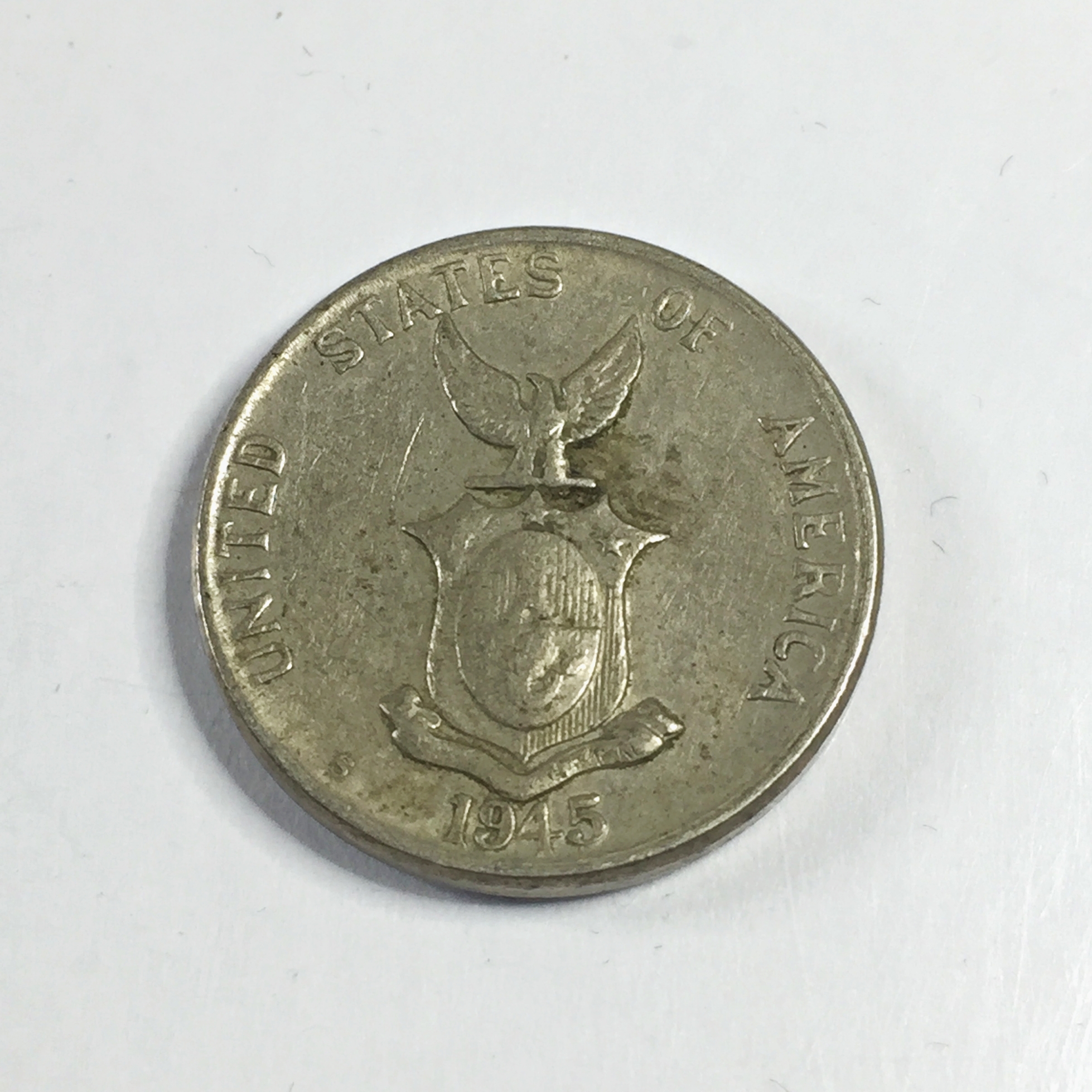 1945-S Philippines 5 Centavos*Issued by the United States in World War ...