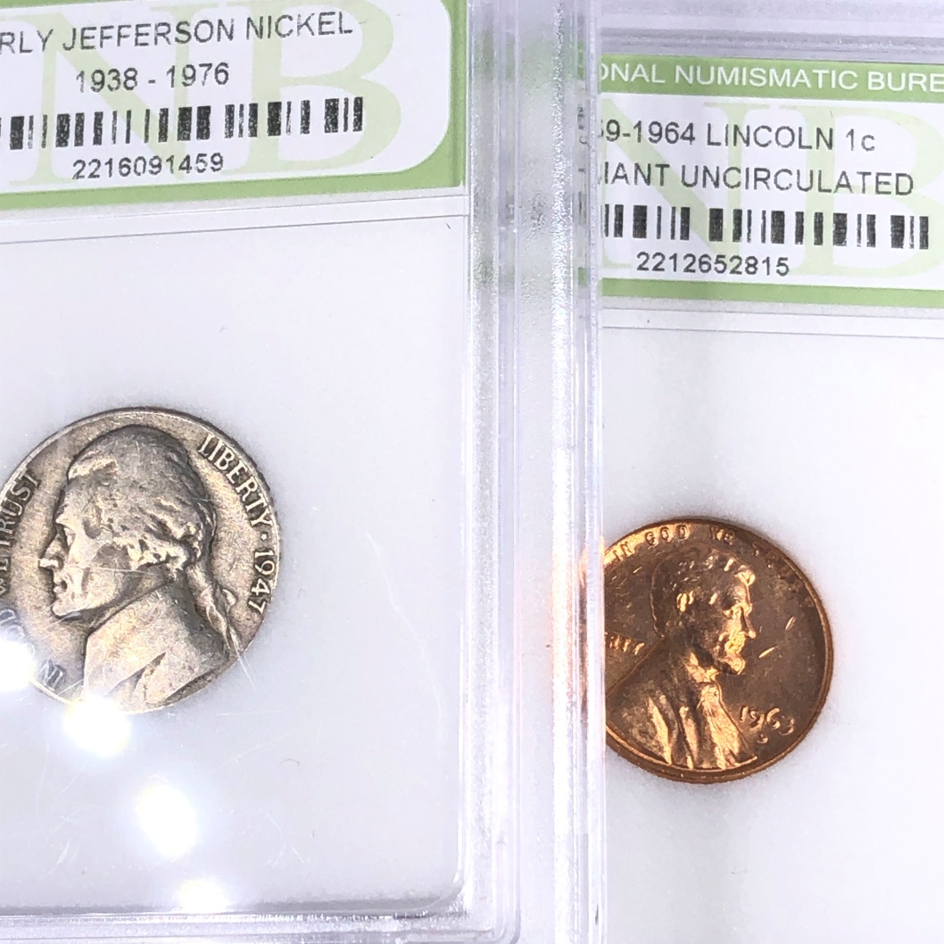 1947 Jefferson Nickel and Brilliant Uncirculated 1963-D Lincoln Head ...