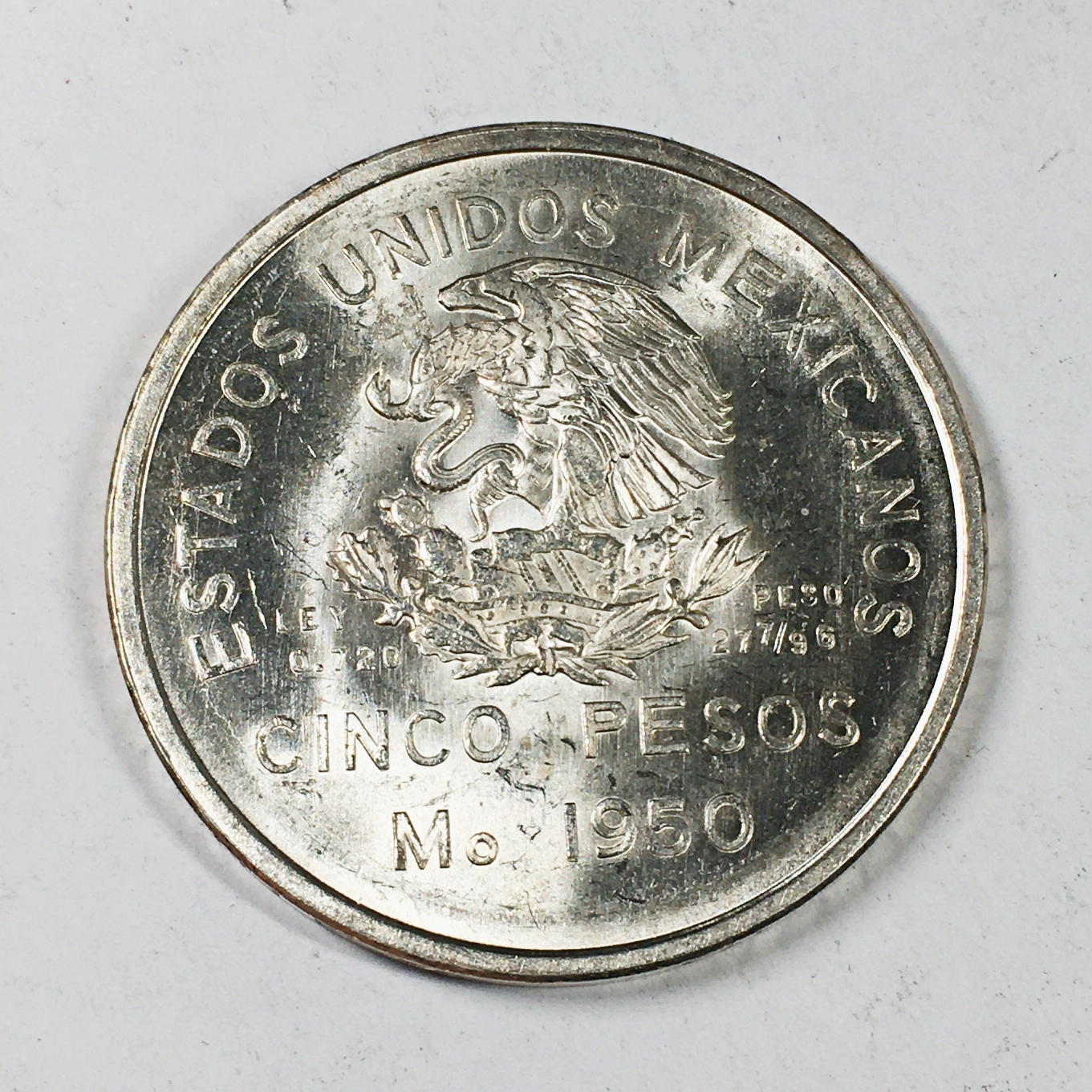 1950Mo Silver Five Pesos*High Grade*0.6431oz ASW | Property Room