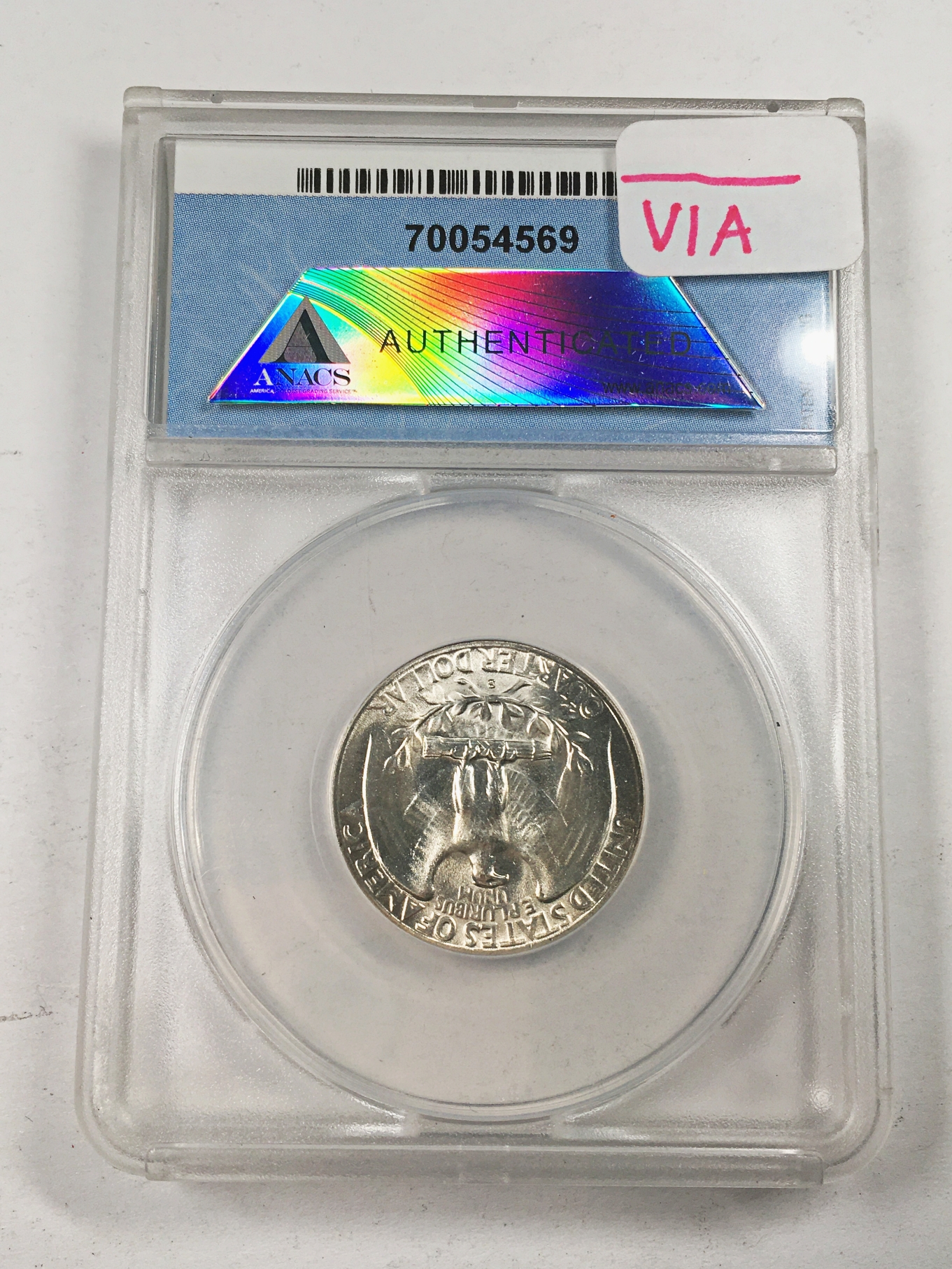 1952-S Silver Washington Quarter*Graded MS63 by ANACS | Property Room