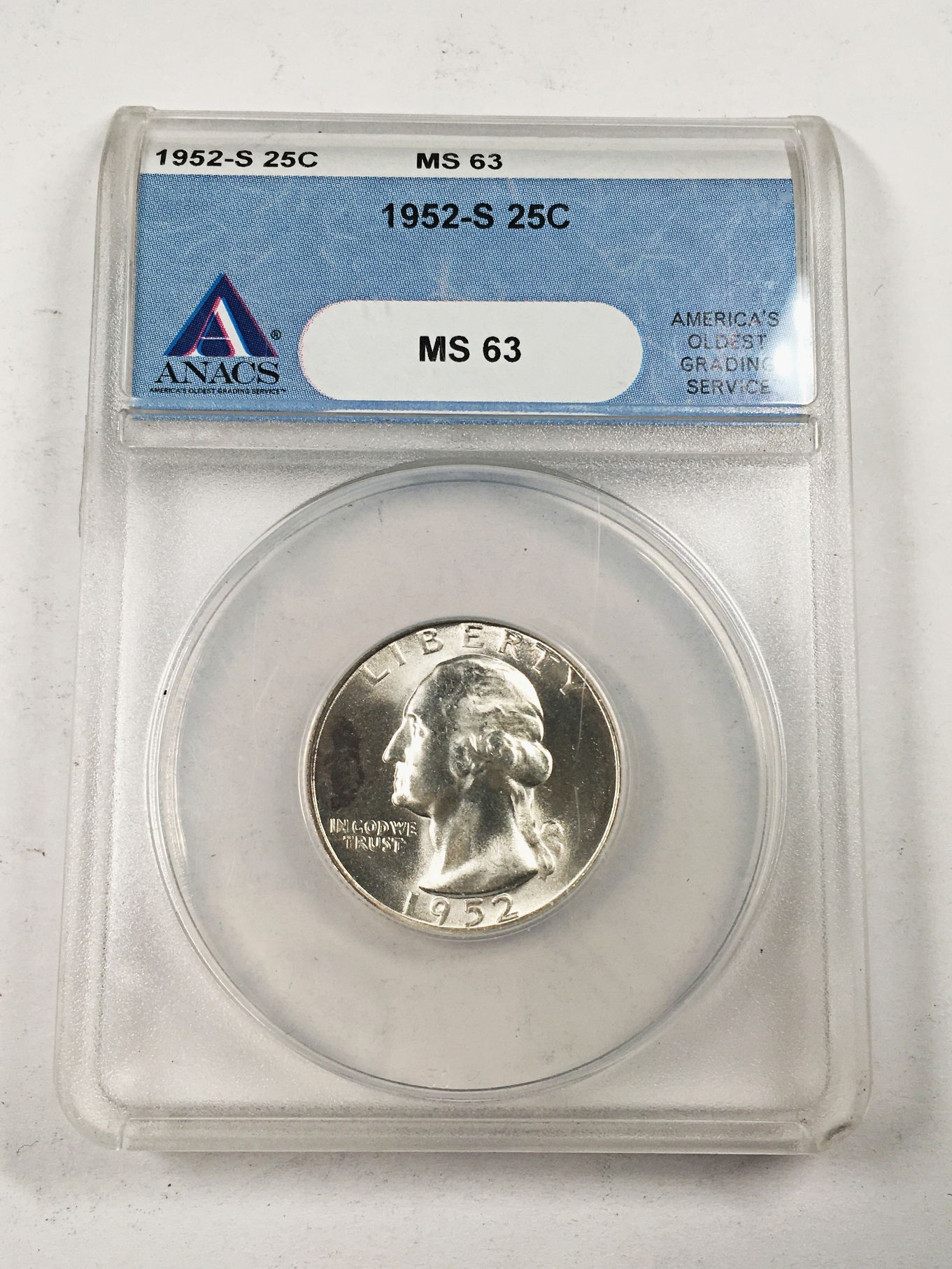 1952-S Silver Washington Quarter*Graded MS63 by ANACS | Property Room