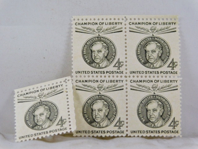 1953 US 4c Stamp*Champion of Liberty*Ernst Reuter*5 Stamps | Property Room