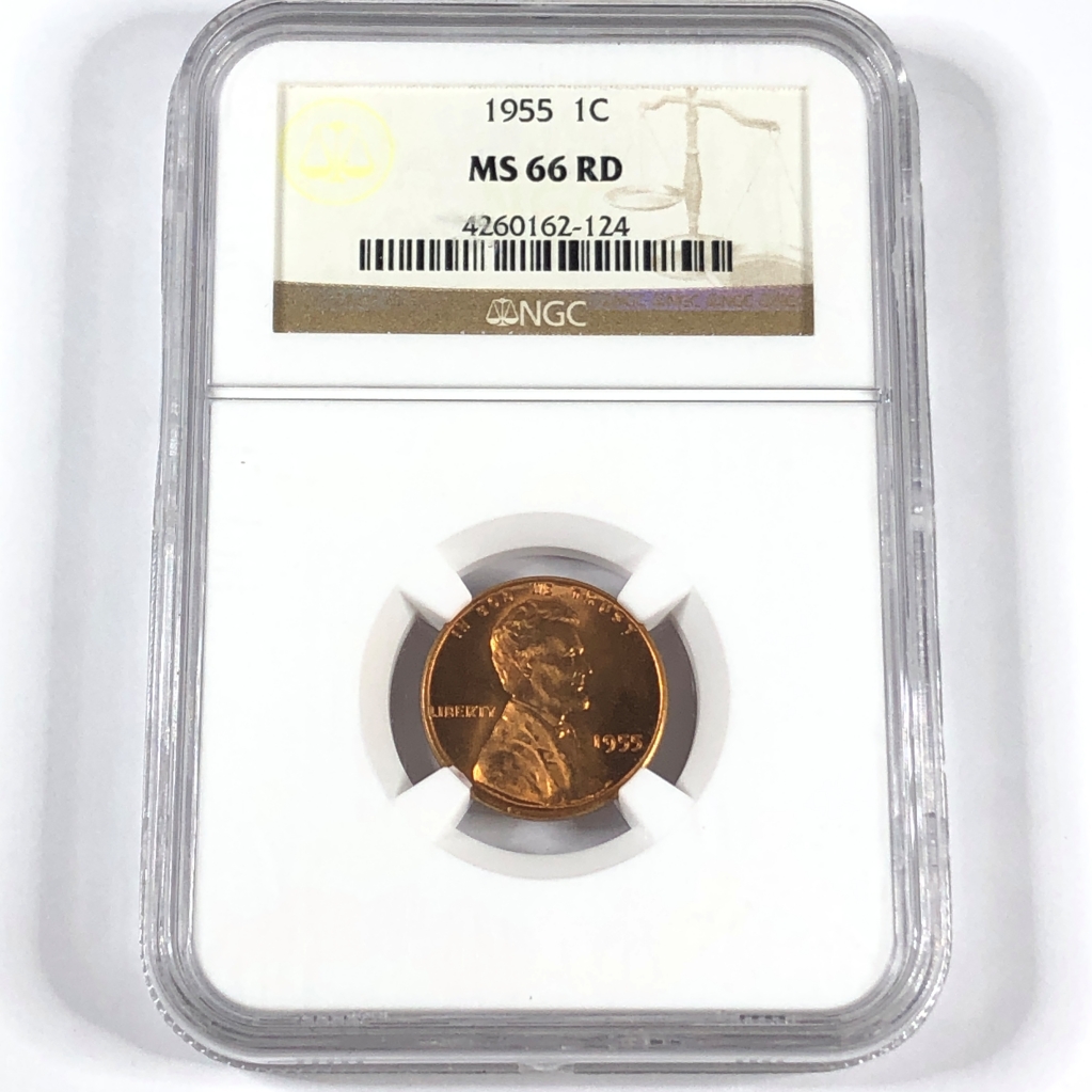 1955 Lincoln Head Wheat Cent*Graded MS66 RD by NGC | Property Room