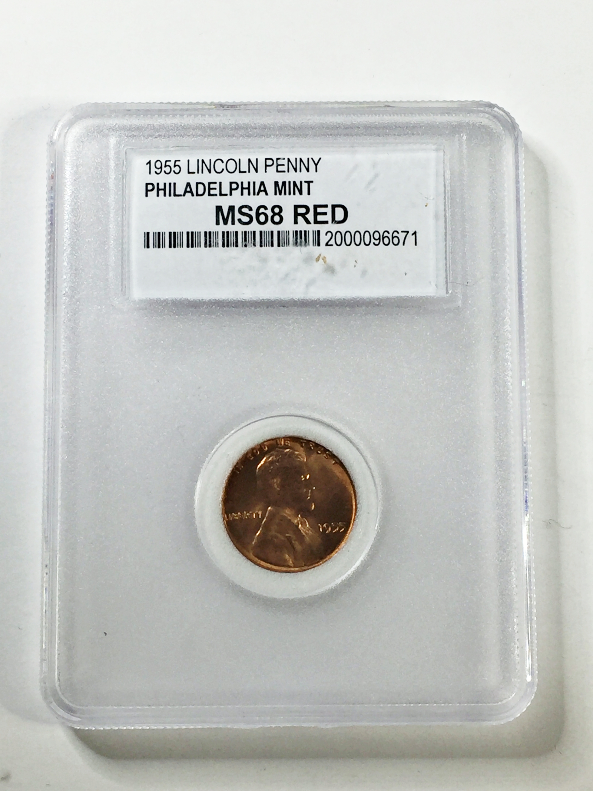 1955 Lincoln Head Wheat Cent*Graded MS68 RED by PCC | Property Room