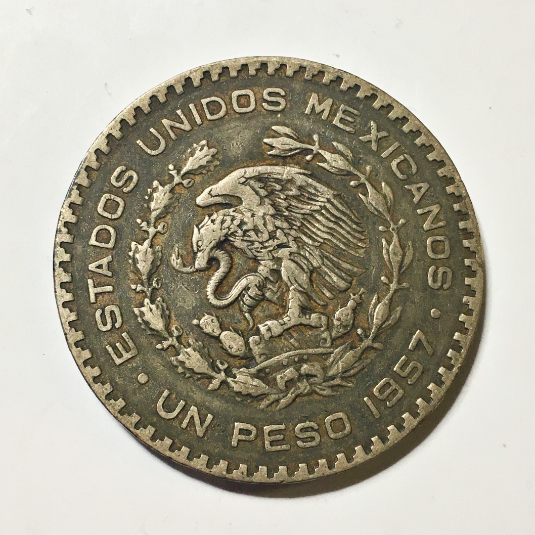 1957 Mexico Silver 1 Pesos Coin | Property Room