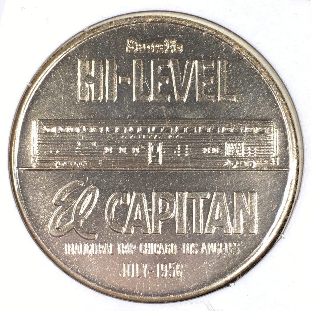 1958 El Capitan Santa Fe Railroad Inaugural Trip Medallion*Aluminum ...