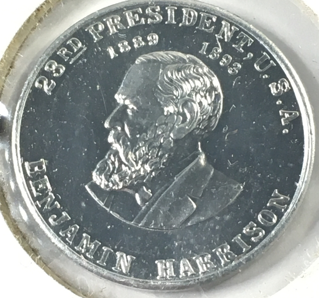 1958 Ohio State Fair Benjamin Harrison Commemorative Medallion*Aluminum ...