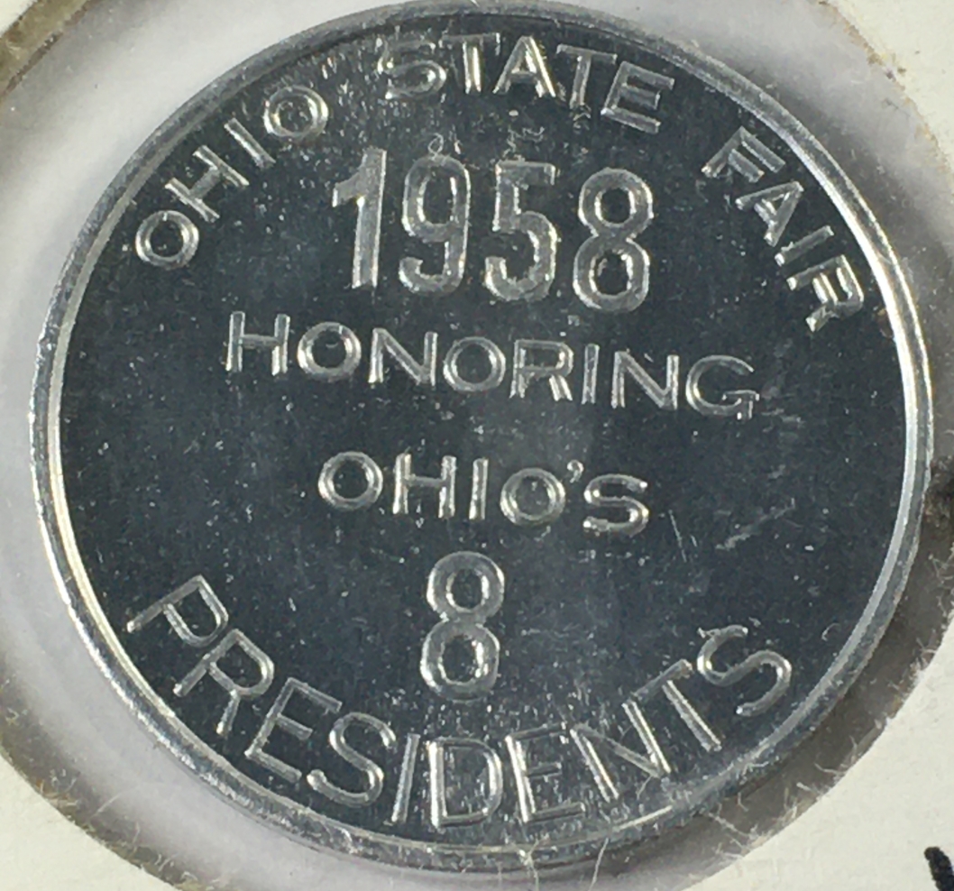 1958 Ohio State Fair Benjamin Harrison Commemorative Medallion*Aluminum | Property Room