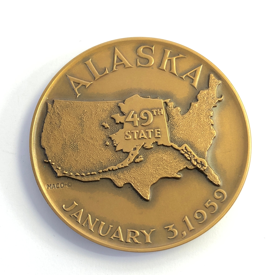 1959 State of Alaska Admission Bronze Medallion Commemorative*2.5 ...