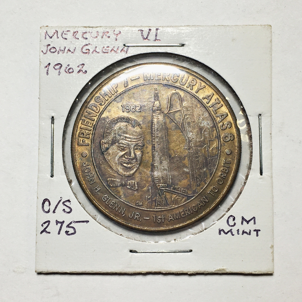 1962 Mercury VI John Glenn Commemorative Medallion*Bronze*35mm ...