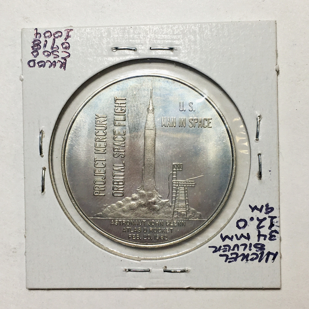 1962 Mercury VI John Glenn Jr. Commemorative Medallion*Nickel*34mm ...