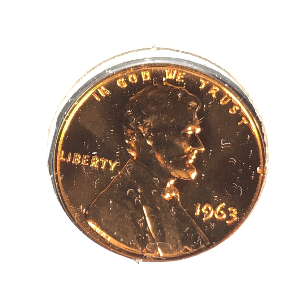 1963 Double Die Reverse Error Proof Lincoln Cent in High Grade Cameo ...