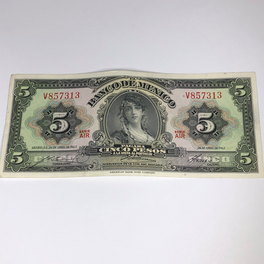 1963 Mexico 5 Pesos Bank Note*Crisp Uncirculated | Property Room