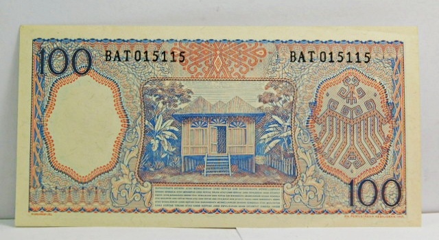 1964 Indonesia 100 Rupiah Crisp Uncirculated Bank Note | Property Room
