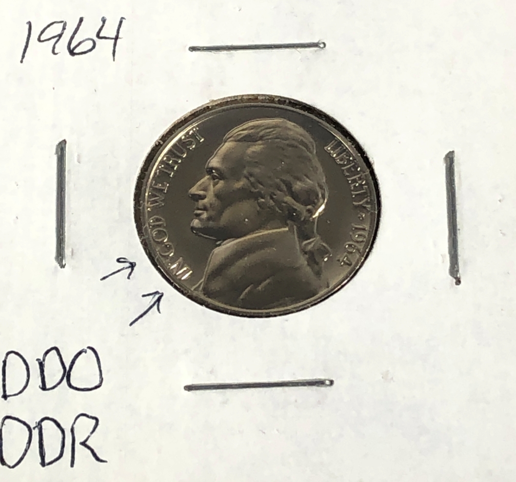 1964 Proof Double Die Obverse and Reverse Jefferson Nickel High Grade ...