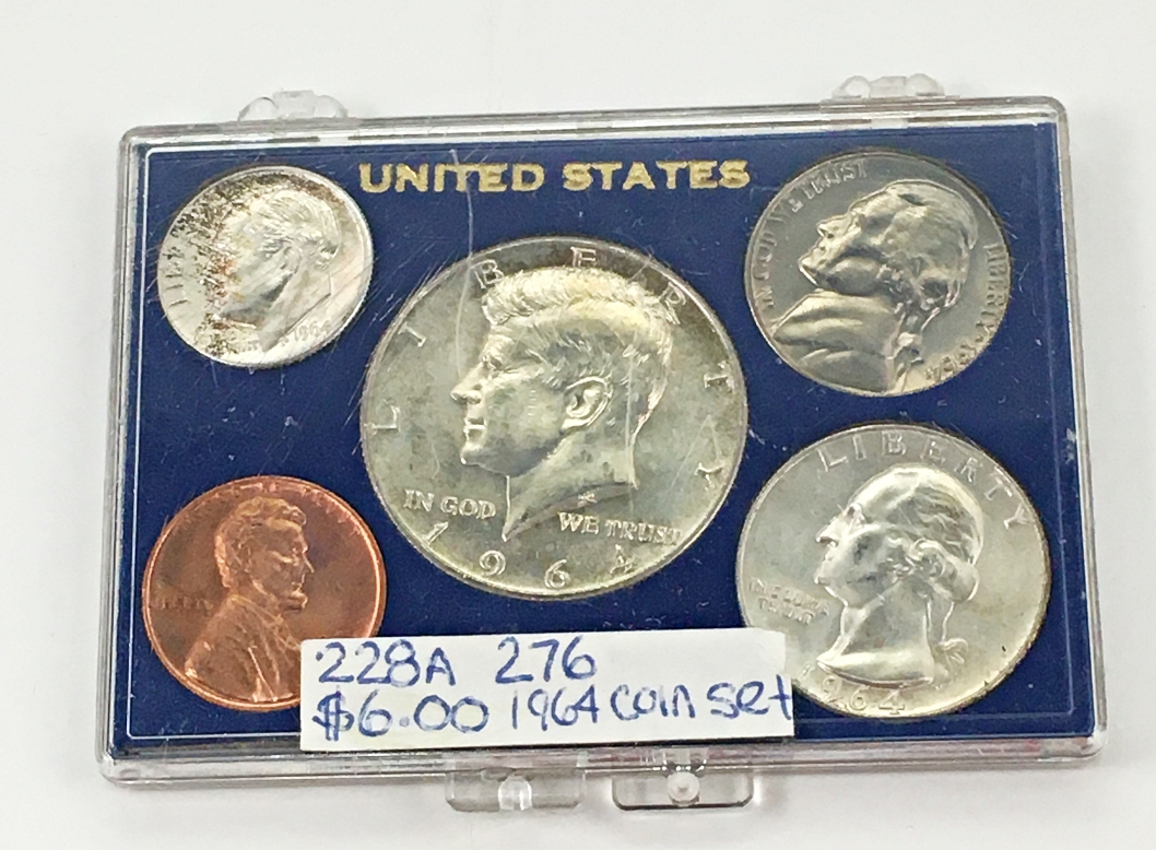 1964 United States Silver Mint Set*Nice Lustrous Coins*In Snap Case ...