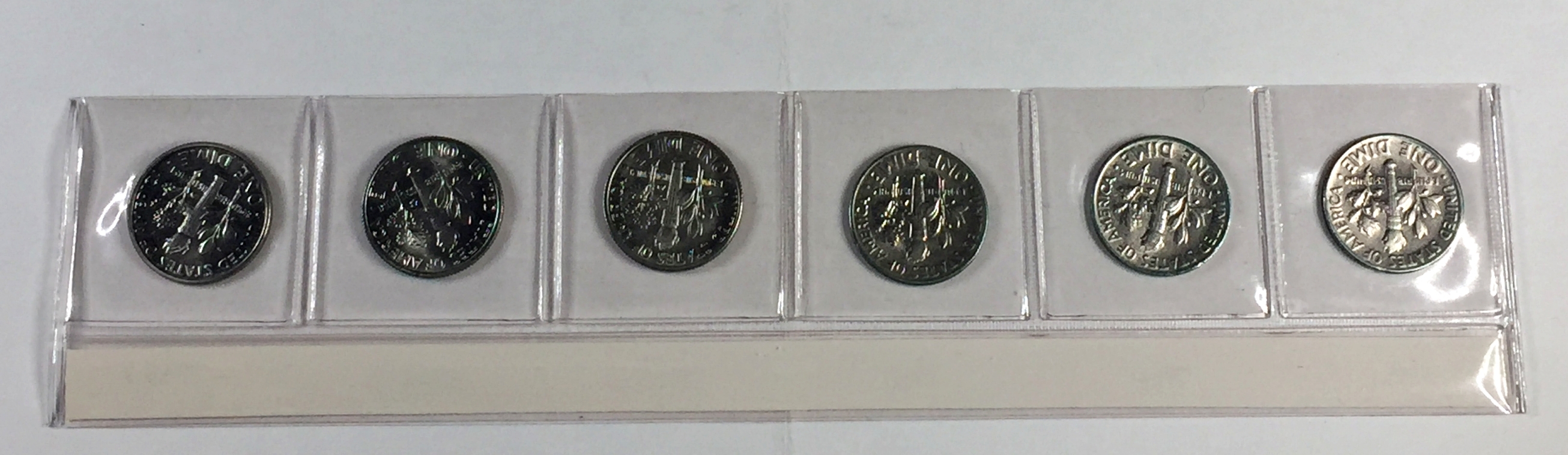 1965, 1966, 1967, 1968, 1968-D High Grade and 1968-S Proof Roosevelt ...