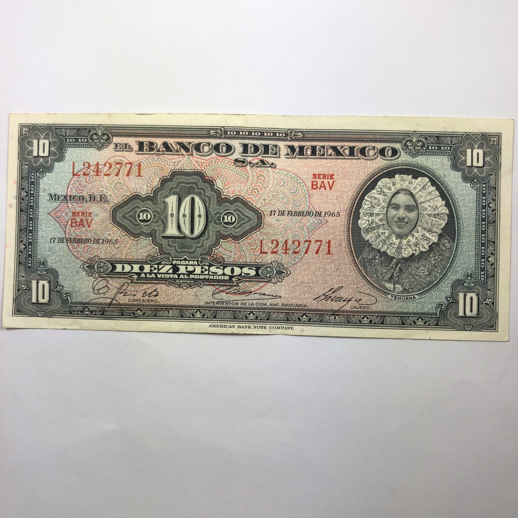 1965 Mexico 10 Pesos Banknote *In Protective Holders | Property Room