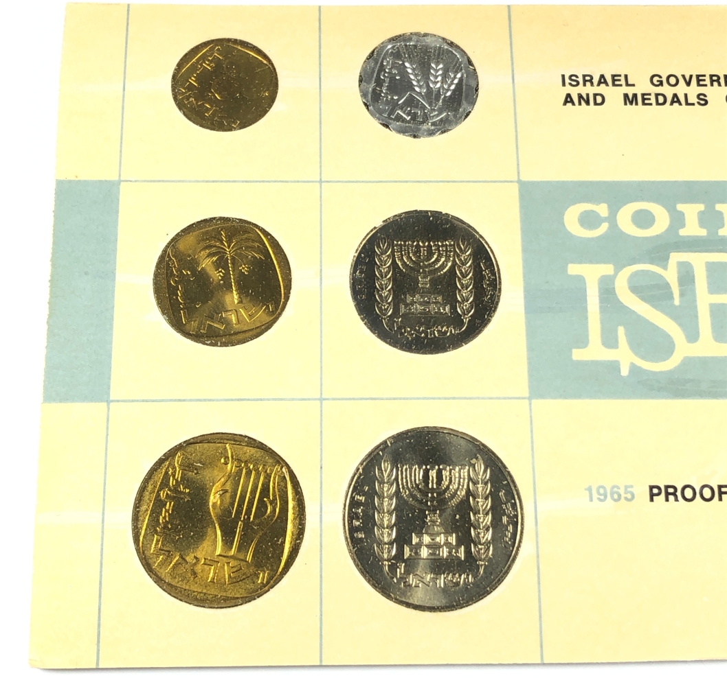 1965 Proof-Like Issues Coins of Israel*Six Coins on Story Board*Minted by Israel Government ...