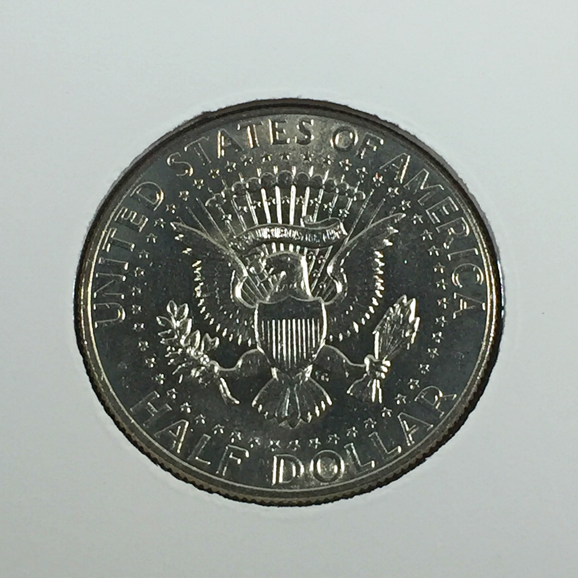 1965-P Kennedy Silver Half Dollar & 2 Stamps*Encased in 9" x 10" Story Board Commemorating JFK ...