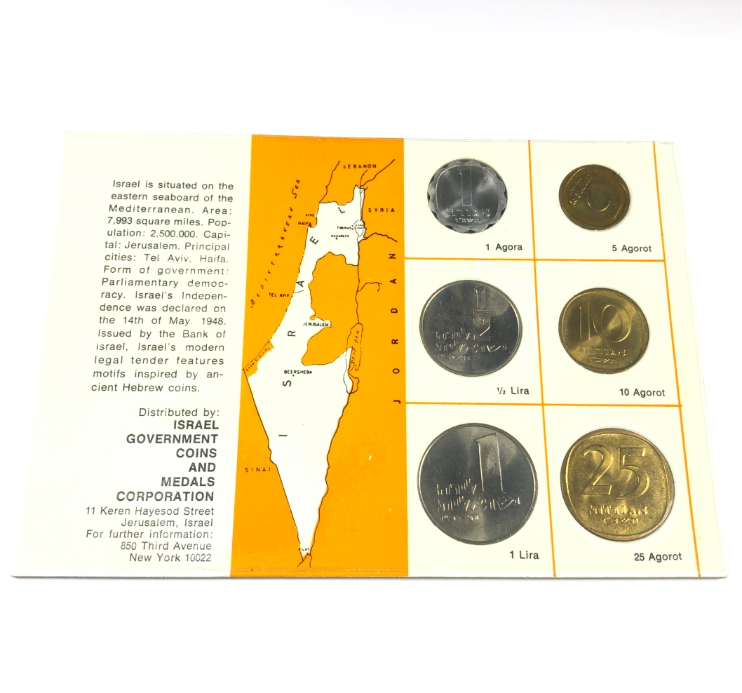 1966 Proof-Like Issues Coins of Israel*Six Coins on Story Board*Minted ...